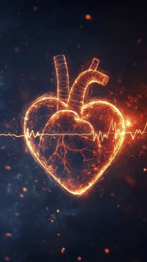 Dynamic Heart Glow with Graphical Details Stock Illustration ...