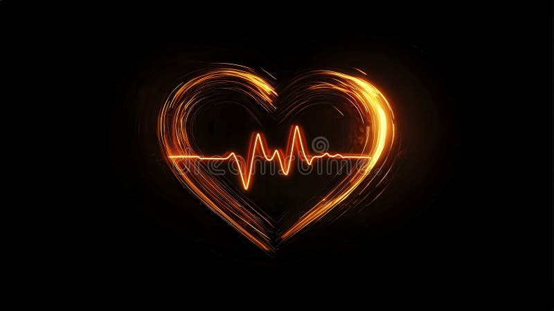 Dynamic Heart Symbol with Artistic Pulse Wave Stock Illustration ...