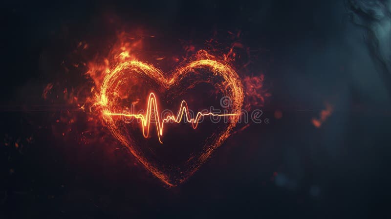 Dynamic Heart with Vibrant Pulse and Light Stock Illustration ...