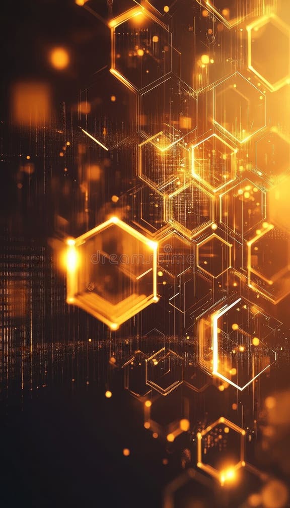 Dynamic Hexagonal Digital Technology Background with Intertwined ...