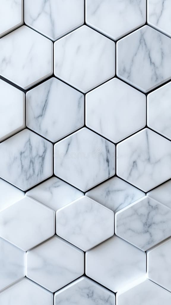 Dynamic Hexagonal Marble Tiles Arranged in a Repeating Pattern, Offering Elegance and Depth for ...