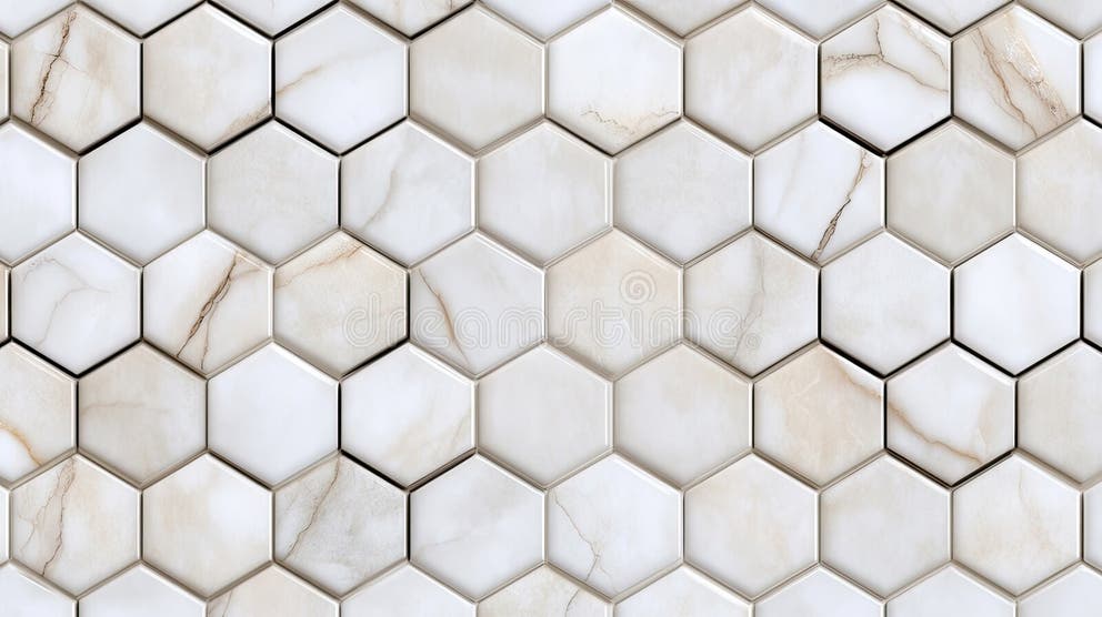 Dynamic Hexagonal Marble Tiles Arranged in a Repeating Pattern, Offering Elegance and Depth for ...