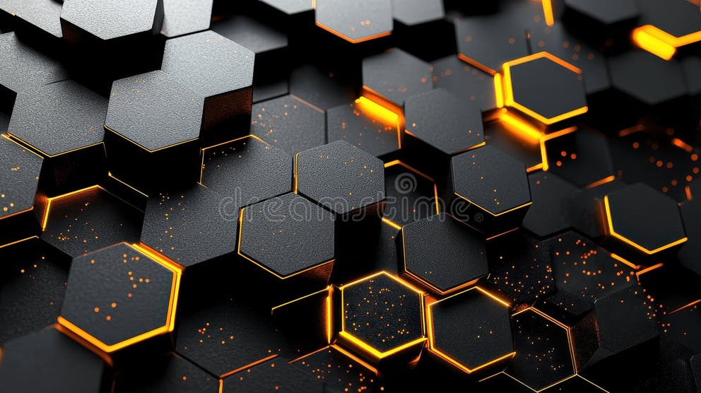 Dynamic Hexagonal Patterns Abstract Digital Art Modern Design Dark ...
