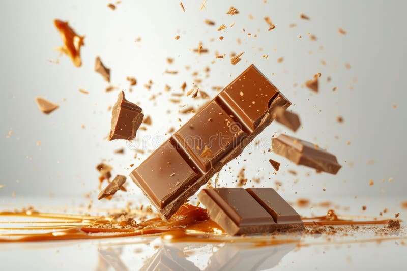 Broken Milk Chocolate Bar Shattered Pieces Sweet Treat Ai Generated ...