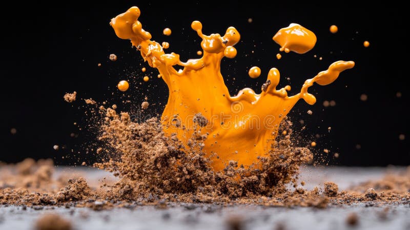 Dynamic High Speed Splash of Bright Orange Liquid Frozen in Motion ...