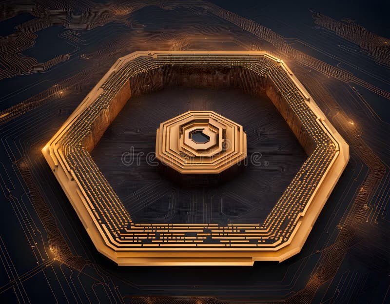 A Dynamic, High-tech Scene Showcasing a Bold Hexagonal Pattern Intertwined with Intricate ...