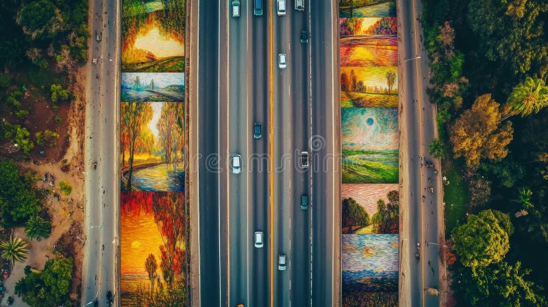 Dynamic Highway Art a Fusion of Styles and Visual Innovation with a ...