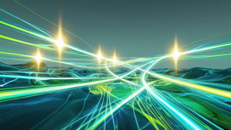 Dynamic Highway Scene with Bright Pulsing Lights and Energetic Flow in ...