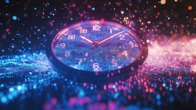 A Dynamic Holographic Clock Symbolizing Time Efficiency in Production ...