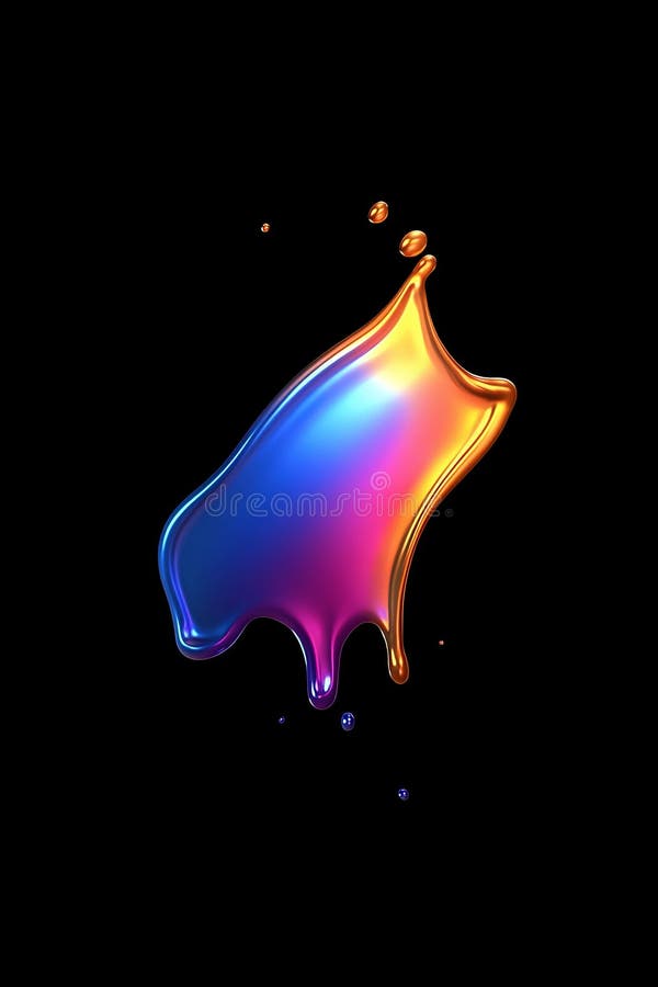 Dynamic Holographic Fluid Shape with Melting Effect on Black Background ...