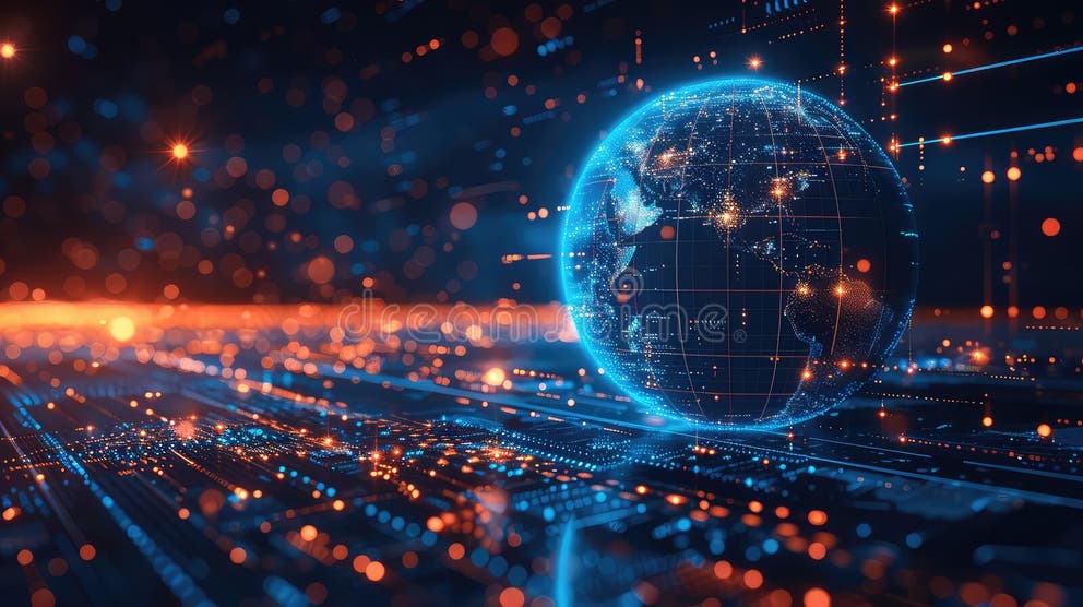 Dynamic Holographic Globe with Rotating Data Layers Stock Photo - Image ...