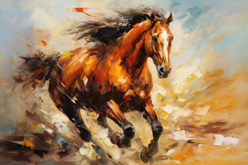 A Dynamic Horse in Modern Impressionism Created with Generative AI ...