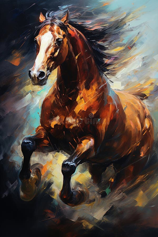 A Dynamic Horse in Modern Impressionism Created with Generative AI ...