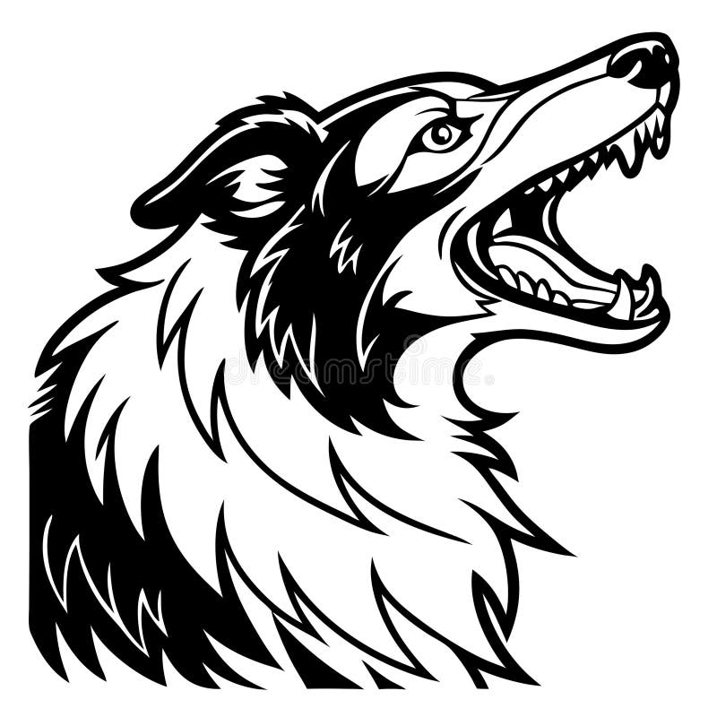 Dynamic Howling Wolf Head Silhouette Vector for Tattoo Design and ...