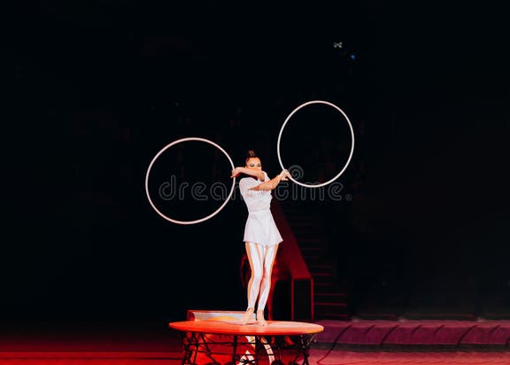 Dynamic Hula Hoop Performance at a Circus Editorial Stock Photo - Image ...