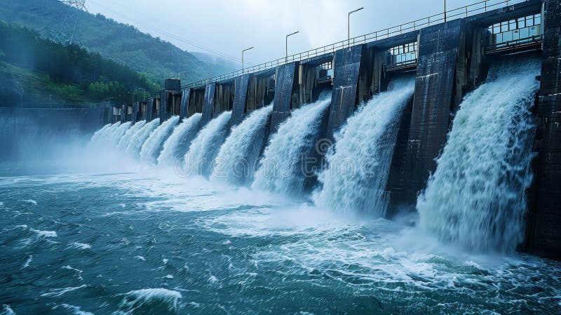 Dynamic Hydroelectric Dam Symbolizing Renewable Energy with Water ...