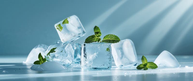 Dynamic Ice and Mint in Cool Blue Setting Stock Photo - Image of table ...