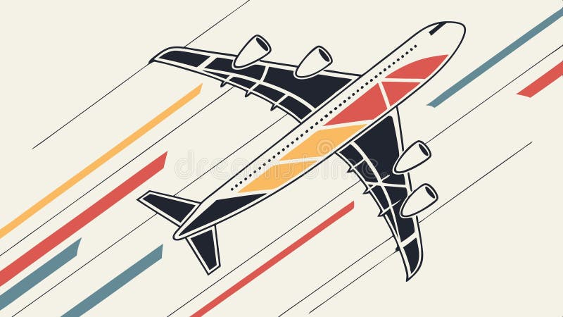 Dynamic Illustration of an Airplane in Flight with Speed Lines Vector ...