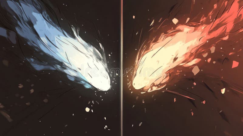 Fiery Comet Collision: Celestial Fire and Ice Dance Across Dark Space ...