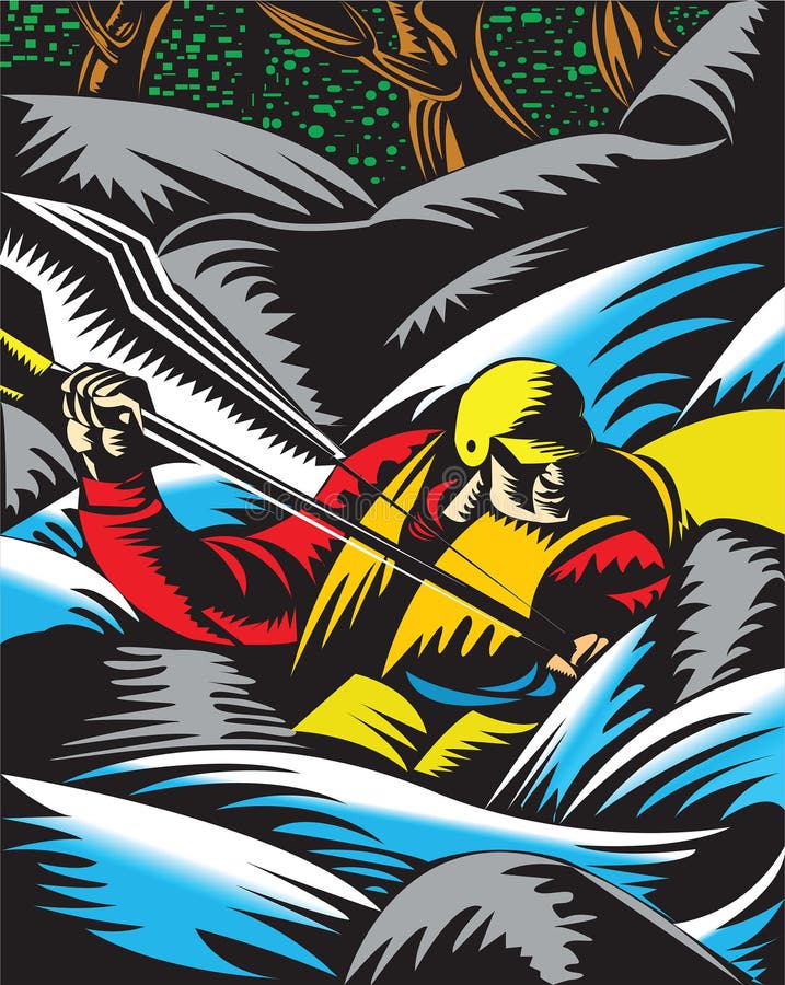 Kayaking Adventure Illustration Dynamic Water Sport Design Stock ...