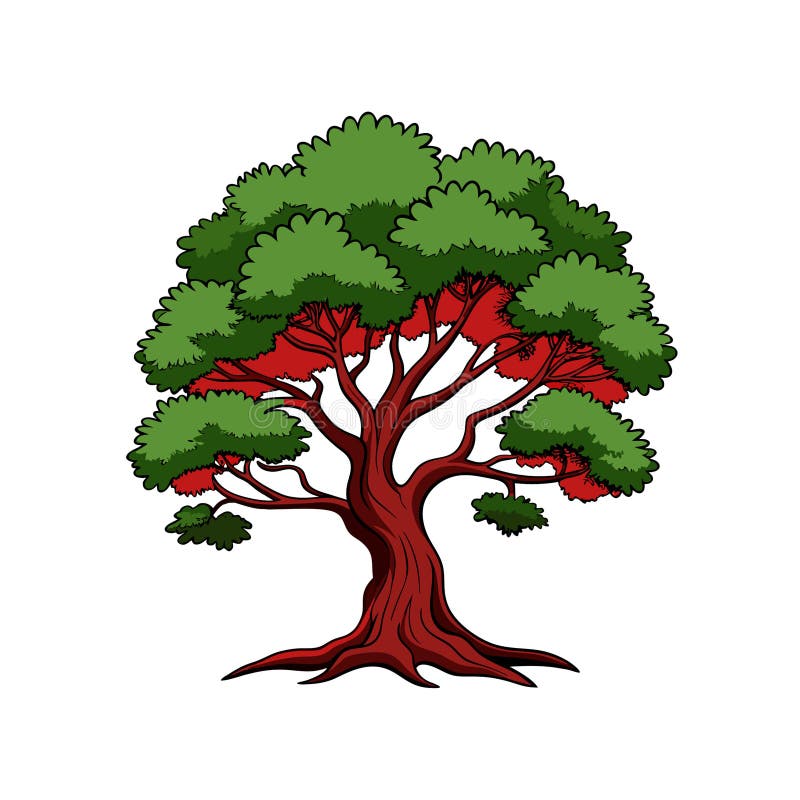 Dynamic Chinese Elm Tree Design Featuring Bold Outline Stock ...
