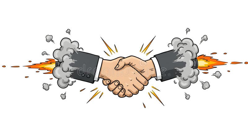 Powerful Business Handshake, Rocket Speed Deal Stock Illustration ...