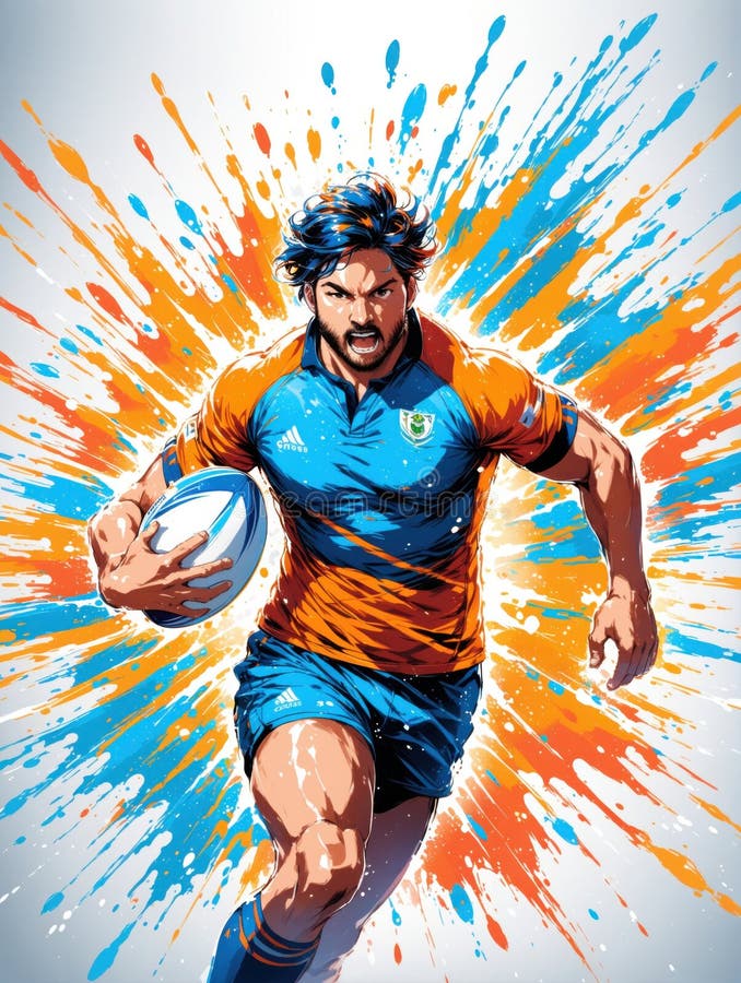 Anime Rugby Player Action stock illustration. Illustration of rugby ...