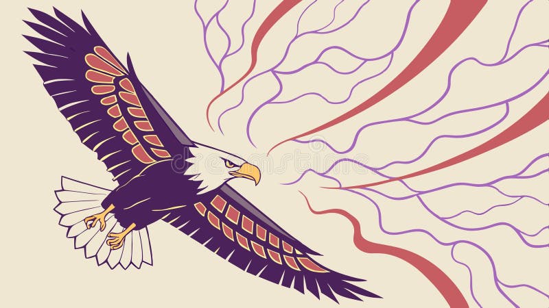 Dynamic Illustration of an Eagle in Flight with Streaks Vector Design ...