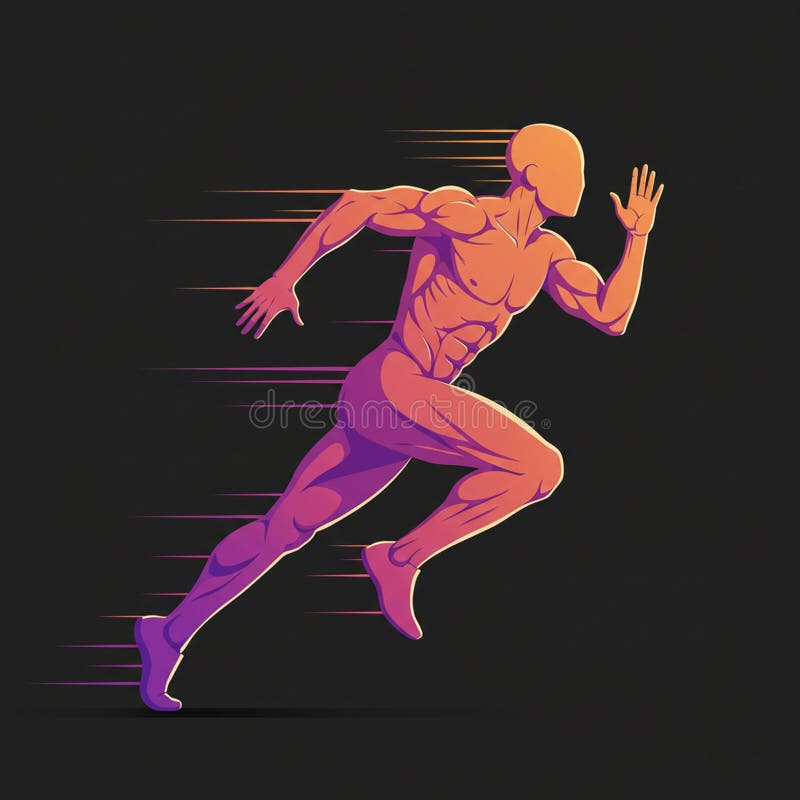 Dynamic Illustration of a Faceless Human Figure Sprinting. the Figure S ...