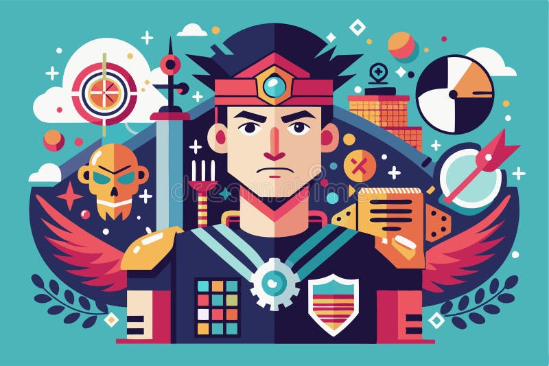 A Dynamic Illustration Features a Heroic Character Surrounded by ...