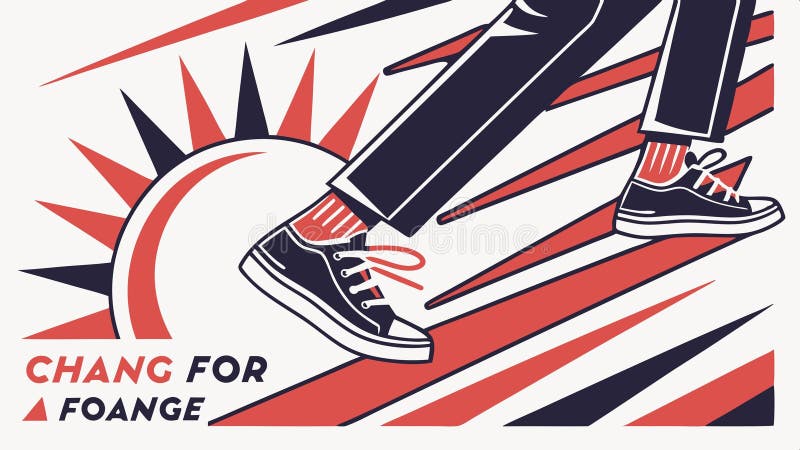 Dynamic Illustration of Feet Stomping on Abstract Radial Pattern Vector ...