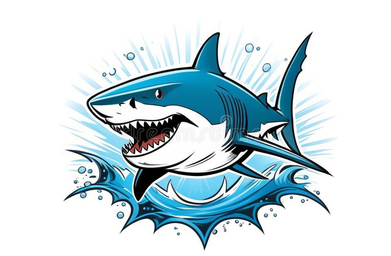 Dynamic Illustration of a Fierce Shark Breaking through a Splash ...