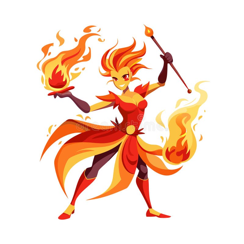 Dynamic Fire Dancer Capturing Audience Attention Stock Vector ...
