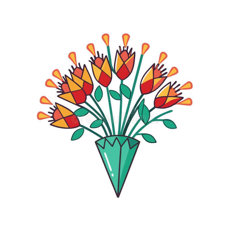 Dynamic Firecracker Flower Bouquet Illustration Stock Illustration ...