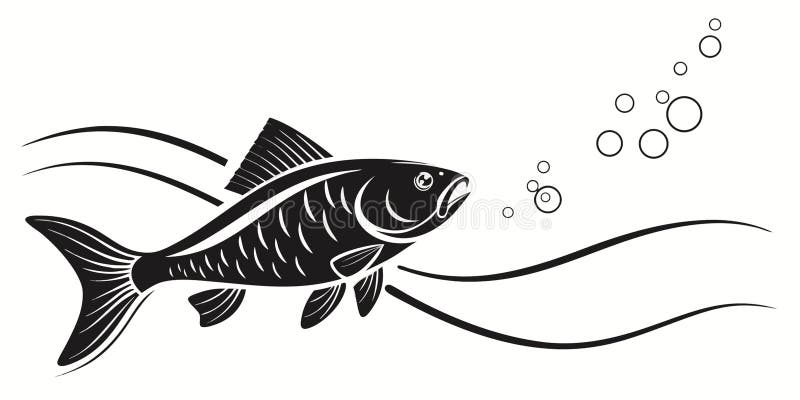 A Dynamic Illustration of a Fish Swimming Fast, Vector Design ...