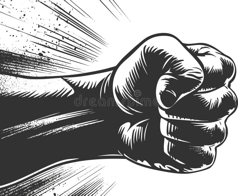 Dynamic Illustration of a Fist Punching with Motion Lines. Stock ...
