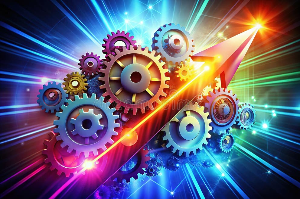 Dynamic Illustration of Futuristic Operational Excellence Gears Cogs ...