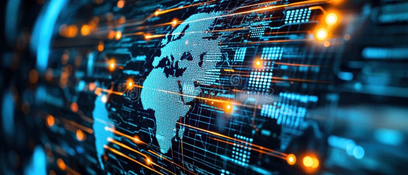 Dynamic Illustration of Global Data Flow with Interconnecting Nodes and ...