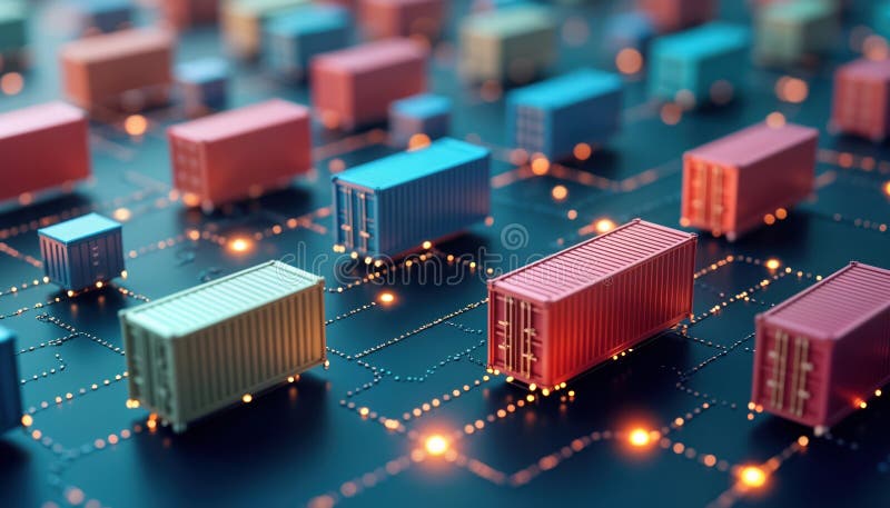 Dynamic Illustration of Interconnected Supply Chain System. Colored ...