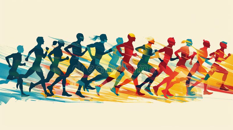 A Dynamic Illustration of Marathon Runners in Action, Captured with ...