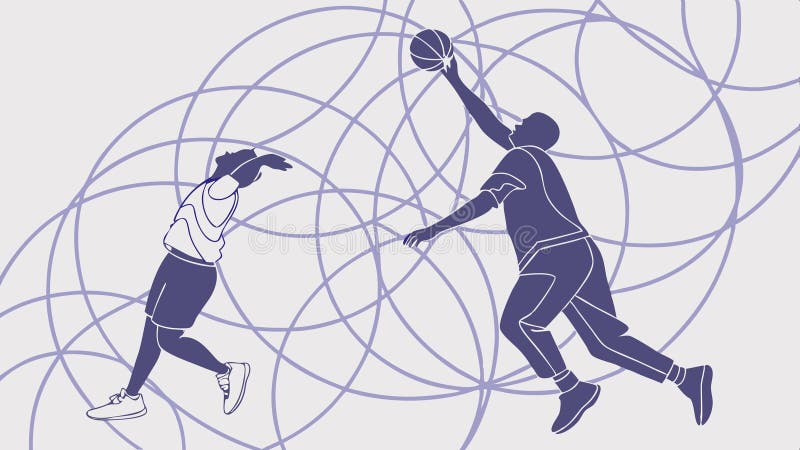 Dynamic Illustration of People Playing Basketball, Showing Movement ...