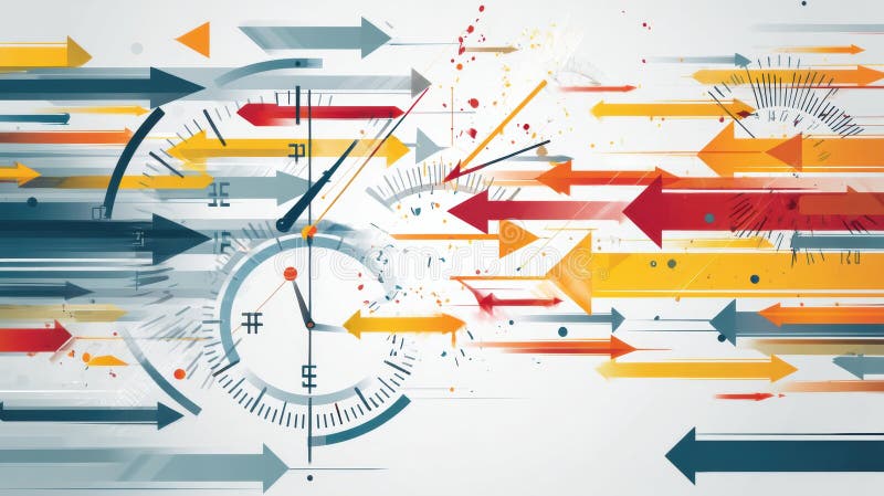 Dynamic Illustration of Productivity Featuring Clock and Arrows ...