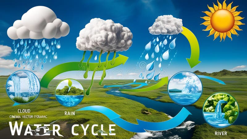 & X22;Hydrological Cycle: the Flow of Life& X22; Stock Illustration ...