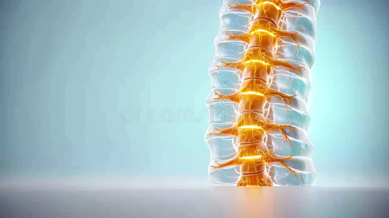 Detailed Spine Anatomy Illustration in Vibrant Glow Effect Stock ...
