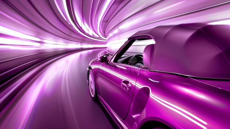 Dynamic Illustration of a Sleek Convertible Car Racing Around a Sharp ...