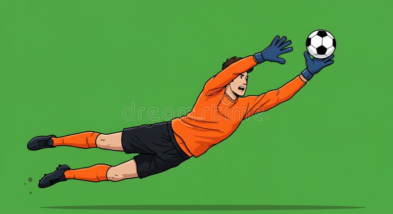 Goalkeeper in Action: a Dynamic Dive for the Ball Stock Illustration ...