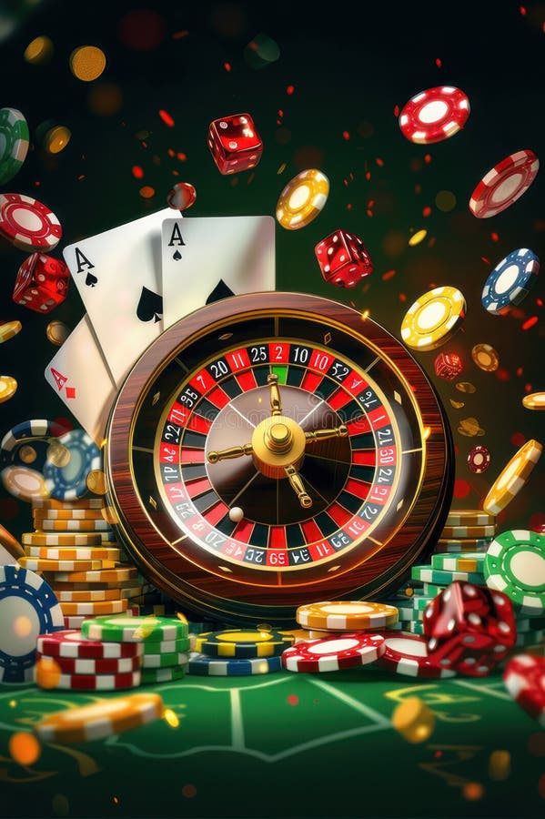 Dynamic Illustration of a Spinning Roulette Wheel with Floating Casino ...