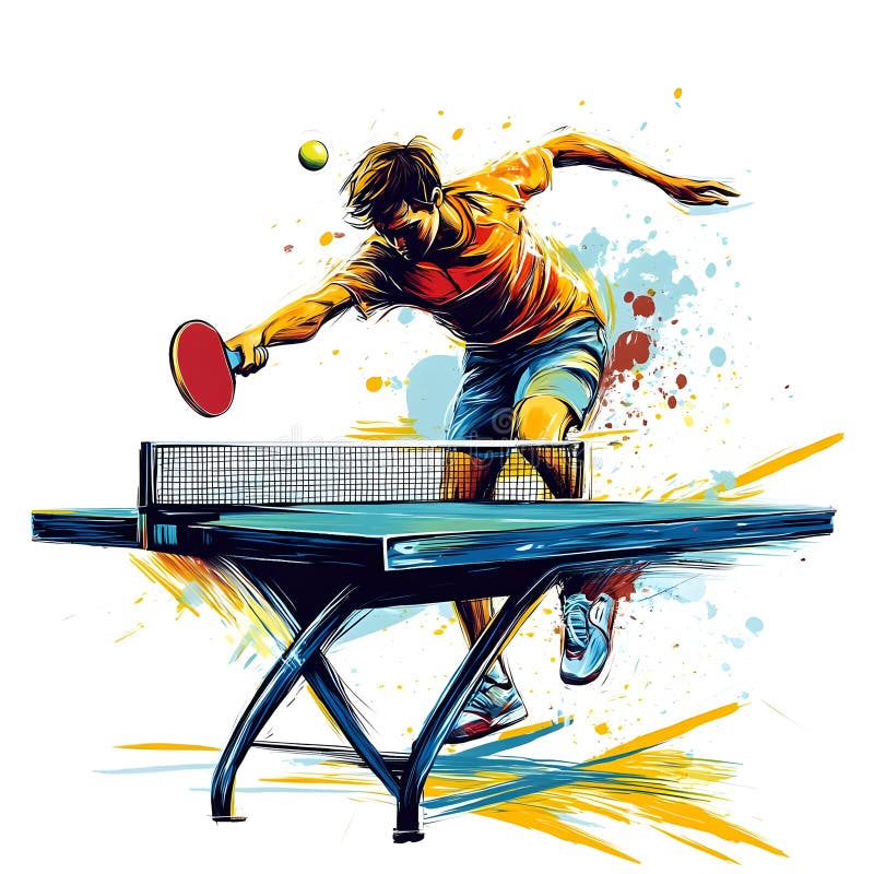A Dynamic Illustration of a Table Tennis Player in Action Stock ...