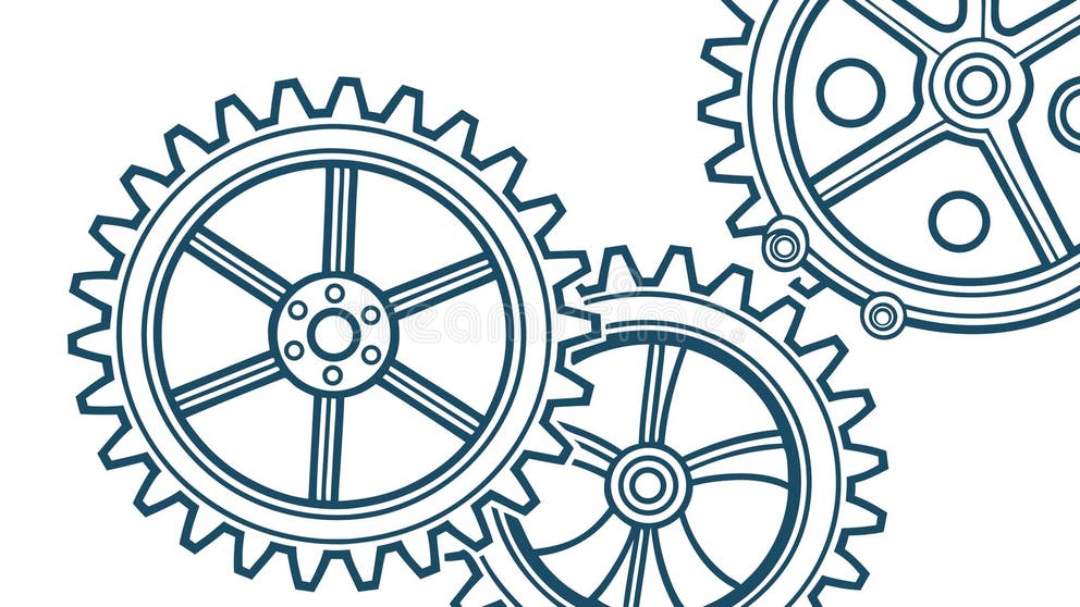 Dynamic Illustration of Two Interlocking Gears in Motion, Vector Design ...