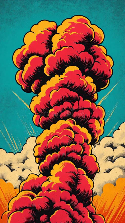 Dramatic Red and Yellow Comic Book Style Explosion Cloud Illustration ...